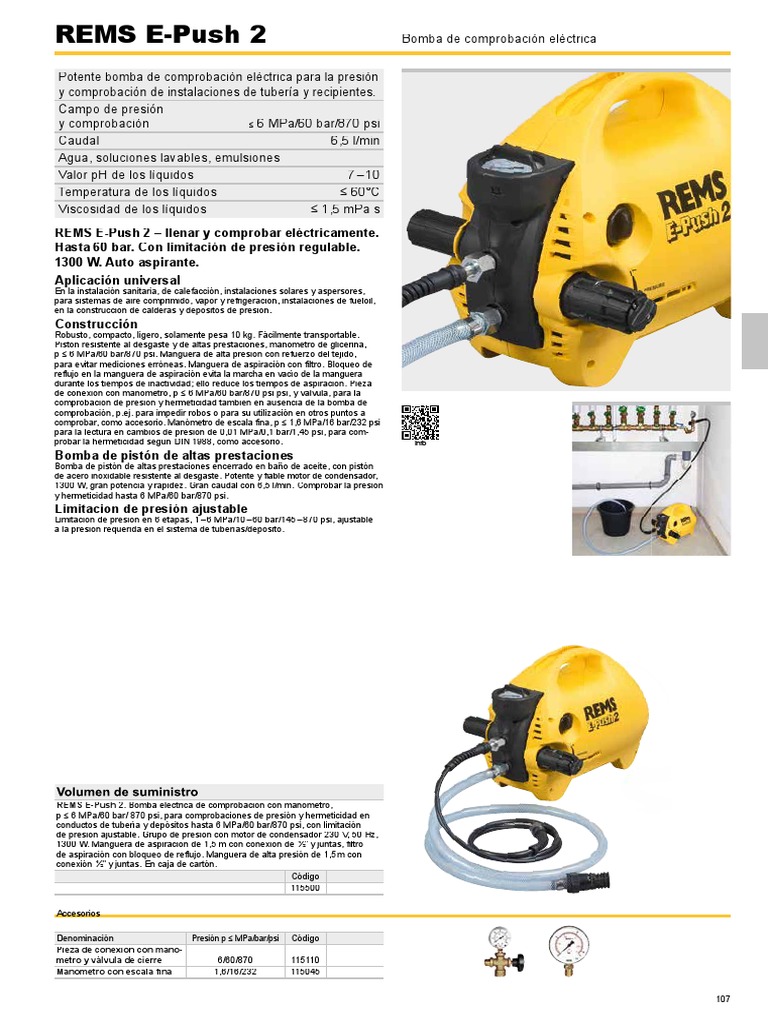 REMS E Push 2 | PDF | Bomba | Presión