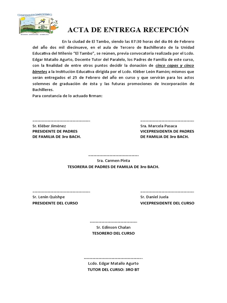 Acta de Entrega Recepción 2 | PDF