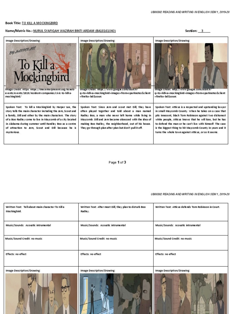 Book Title Storyboard | PDF | To Kill A Mockingbird