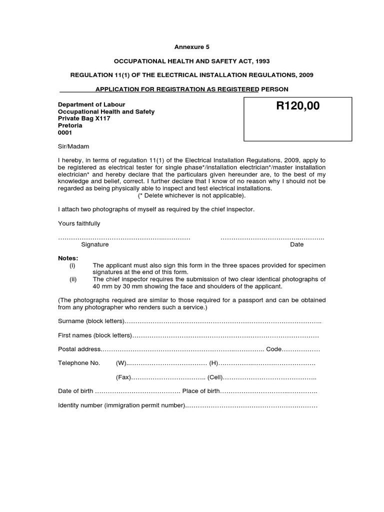 Application for Electrical Registration | PDF | Electrician | Government