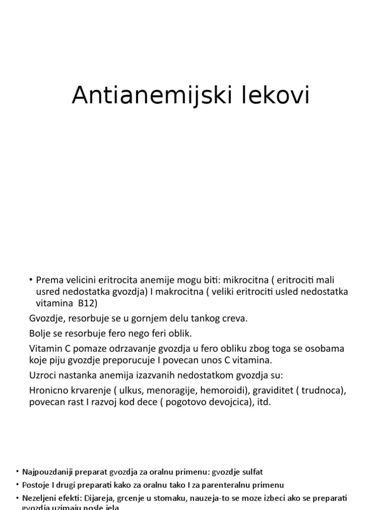 Antianemijski Lekovi | PDF