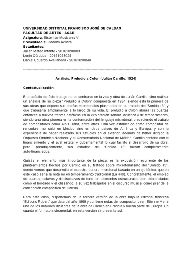 Preludio A Colón | PDF | Melodía | Violín