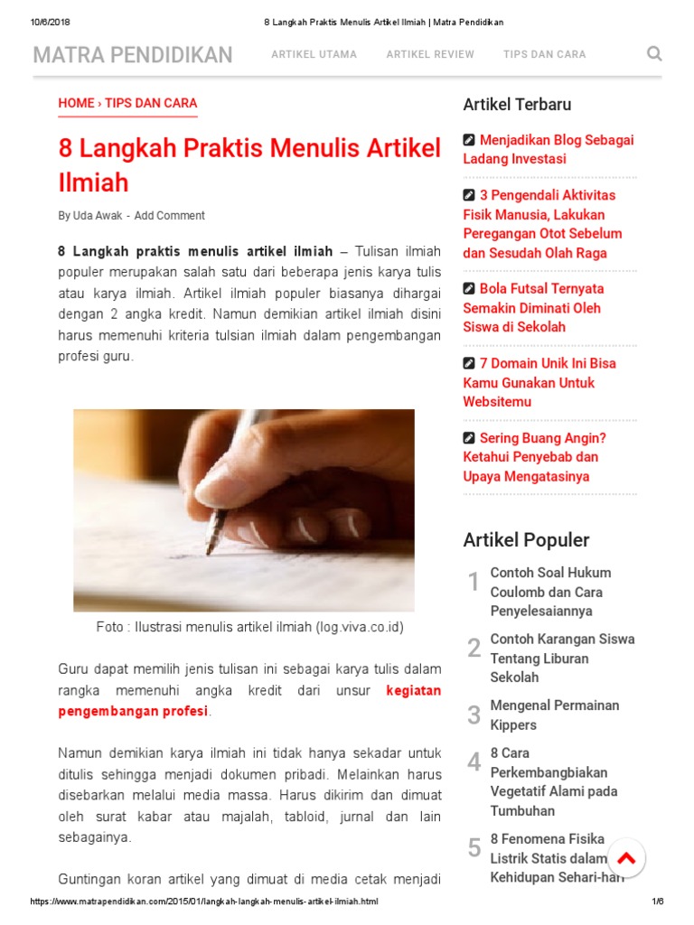 8 Langkah Praktis Menulis Artikel Ilmiah - Matra Pendidikan PDF | PDF
