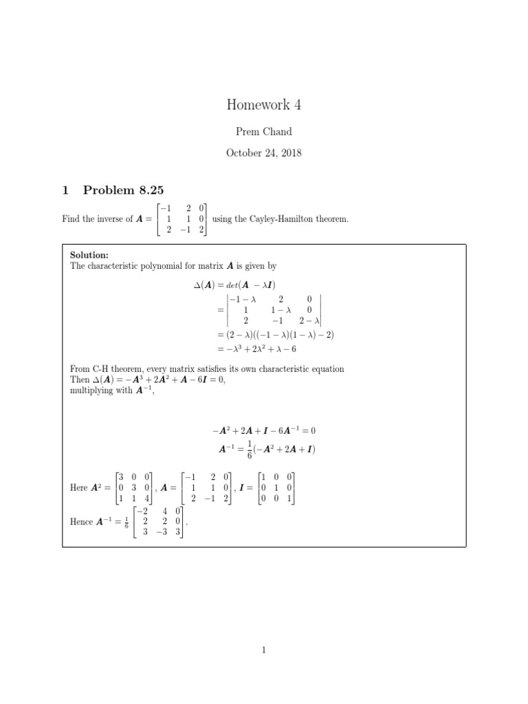 Homework | PDF | Eigenvalues And Eigenvectors | Functions And Mappings