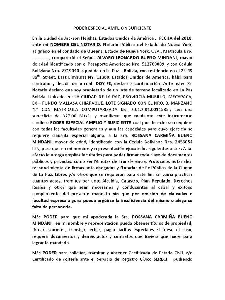 Poder Especial Amplio y Suficiente 2018 | PDF | Justicia | Crimen y ...