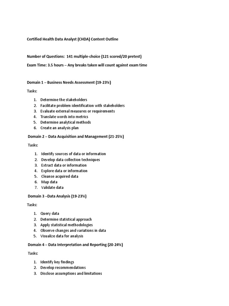 CHDA Content Outline Update 090718 | PDF | Business