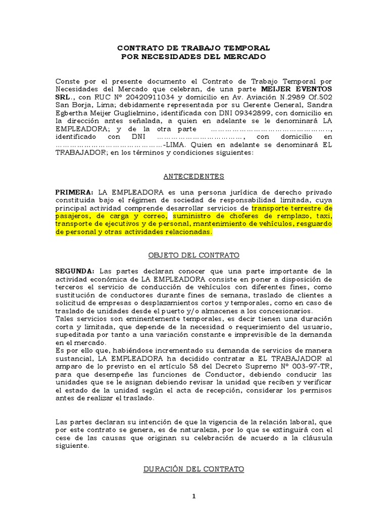 Modelo de Contrato) | PDF | Salario | Derecho laboral