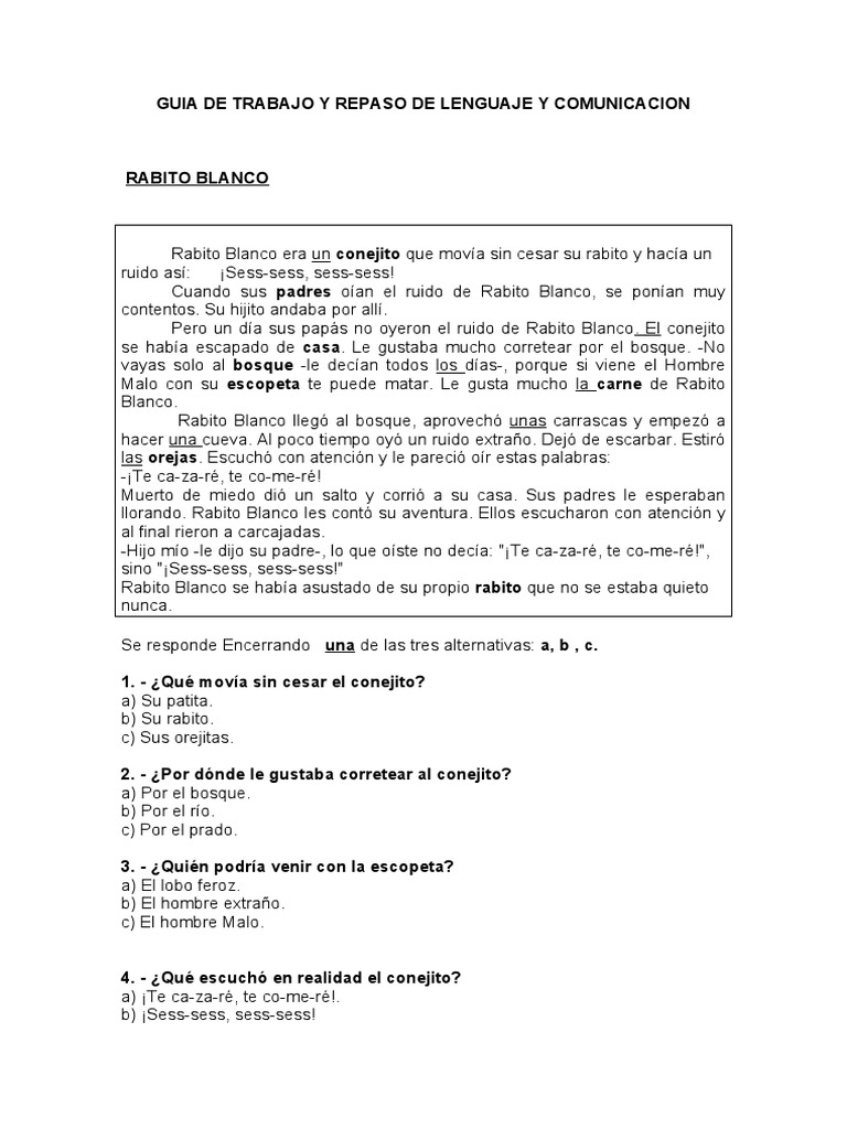 Comprension Lectora y Sustantivos Tercero | PDF | Mecánica del lenguaje ...