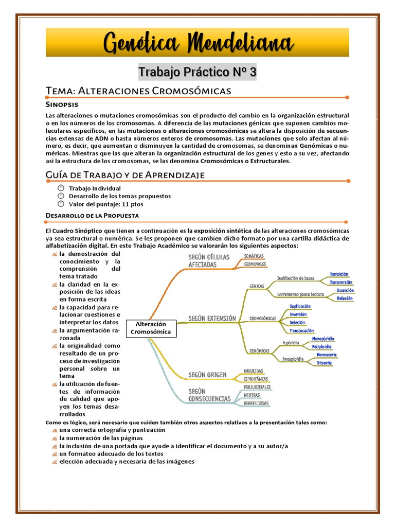 Trabajo Práctico Nº3 Gen Men 4to Inaes Anomalías Cromosómicas 2020 | PDF