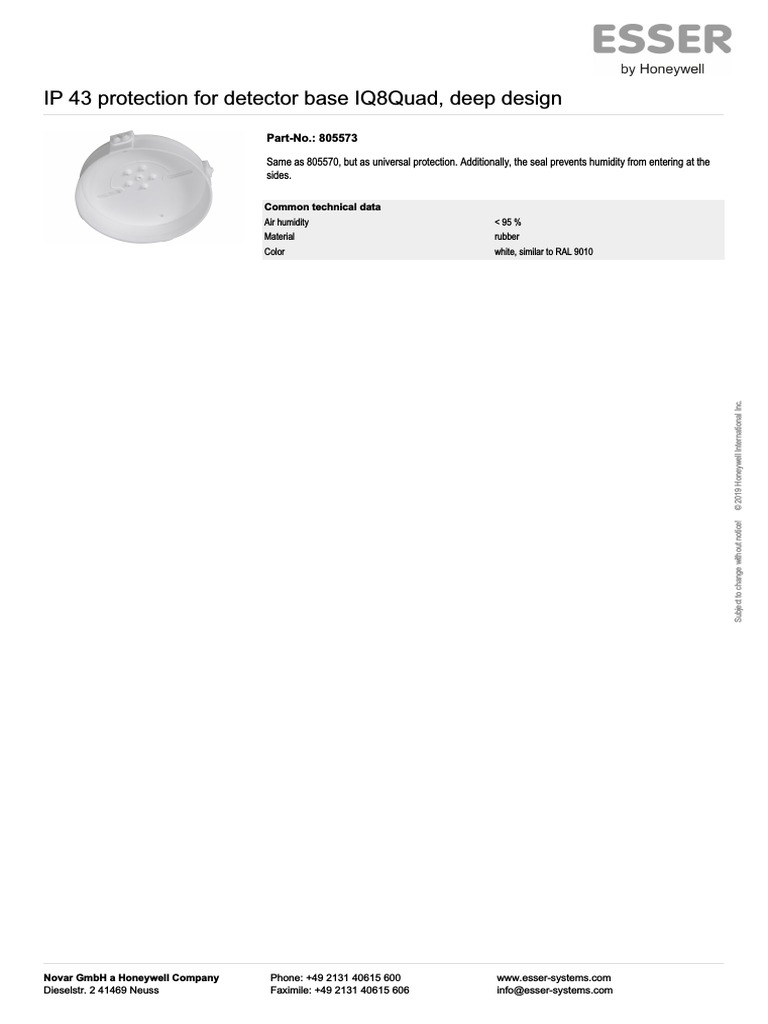 IP 43 Protection For Detector Base IQ8Quad Deep Design | PDF