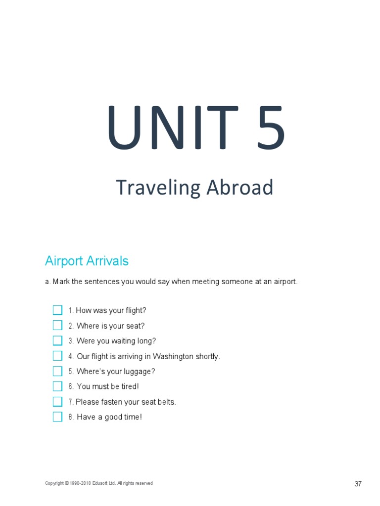 Basic 3 WORKBOOK Unit 5 | PDF | Travel