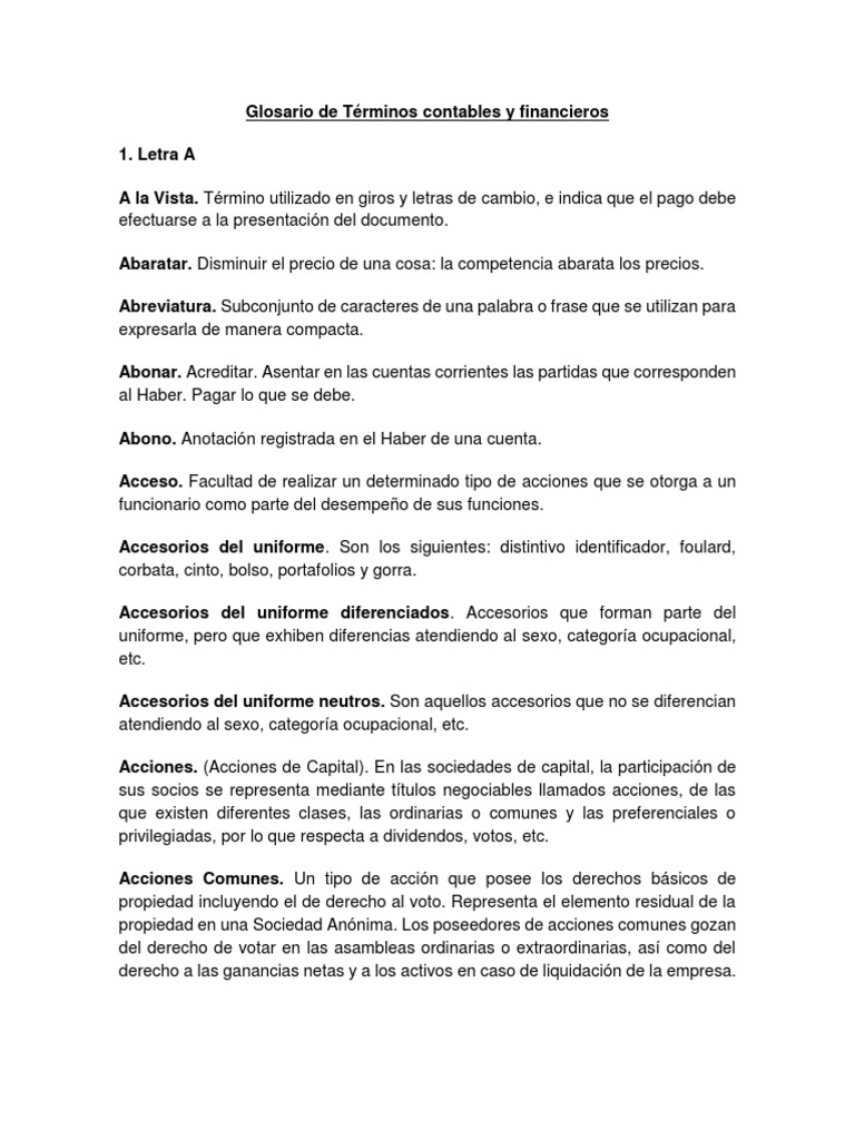 Glosario de Términos Contables y Financieros PDF | PDF | Cheque ...