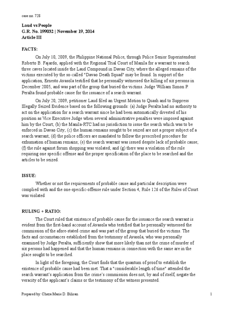 Laud Vs People | PDF | Search Warrant | Probable Cause