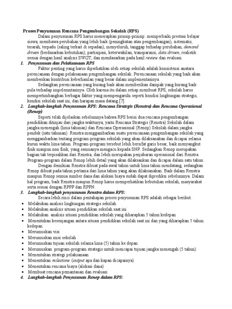 Proses Penyusunan Rencana Pengembangan Sekolah | PDF | Bisnis | Seni