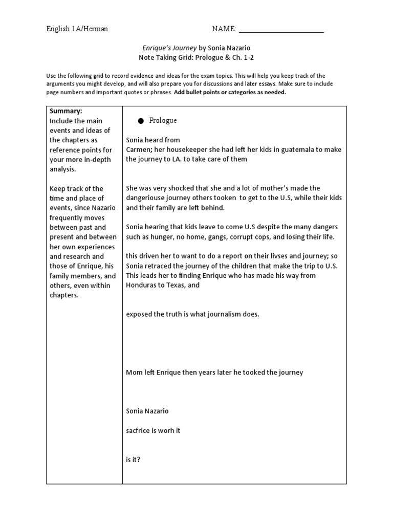 Summary of Enrique's Journey: Prologue & Ch. 1-2 | PDF | Adolescence
