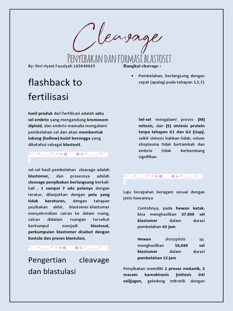 RANGKUMAN Cleavage Embriologi | PDF