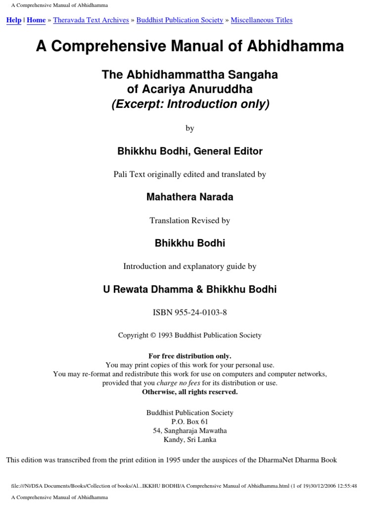 A Comprehensive Manual of Abhidhamma | PDF | Buddhist Texts | Indian ...