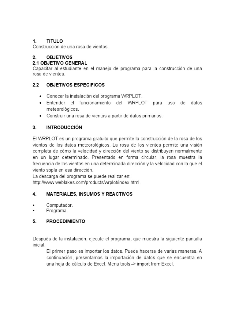 Construcción de Rosa de Vientos WRPLOT | PDF