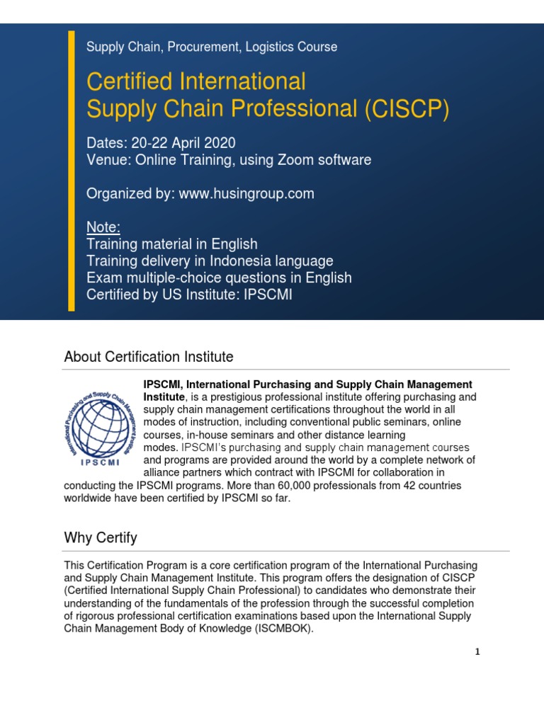 CISCP Supply Chain Certification Course | PDF | Supply Chain | Logistics