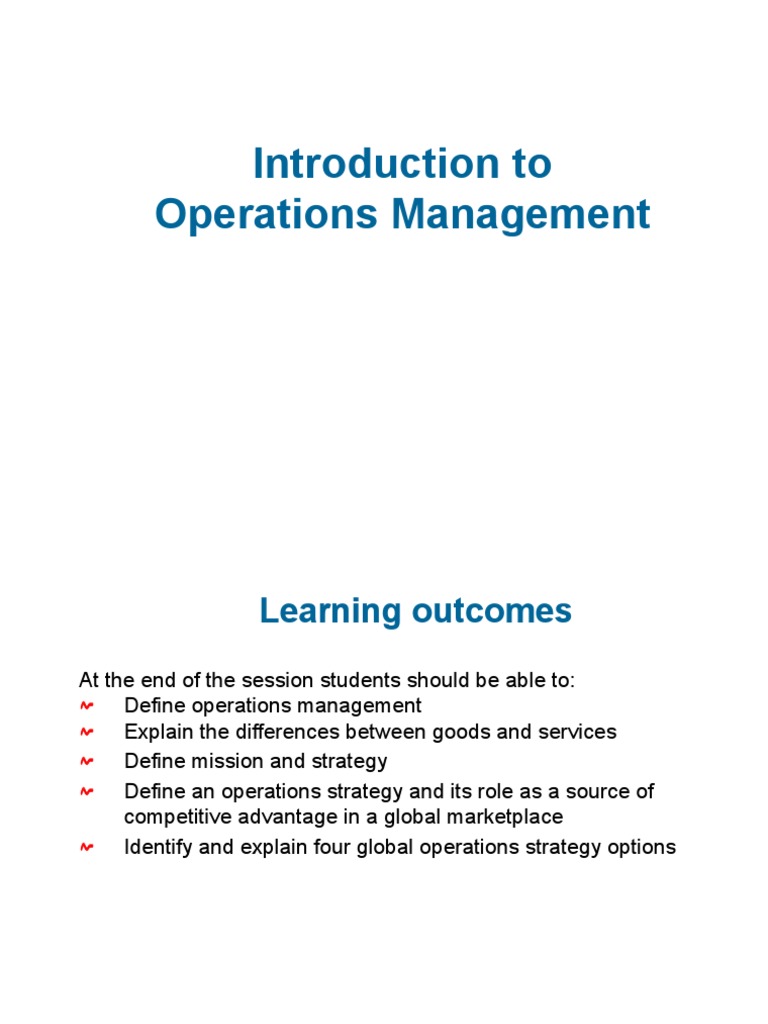 Lecture 1 Operations Management And Productivity S Pdf Labour