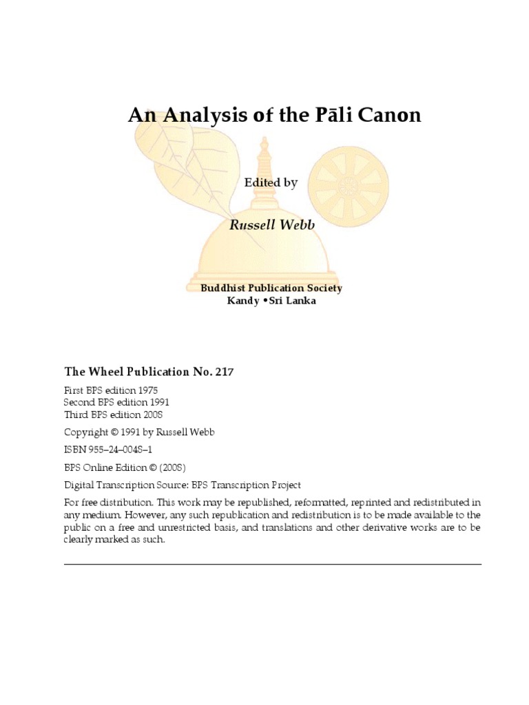 Analysis of The Pali Canon | PDF