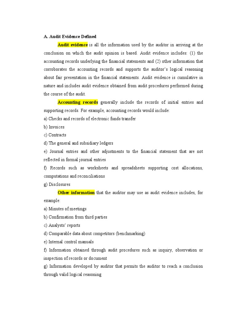 Summary CH 6 (Audit Evidence) | PDF | Financial Audit | Internal Control