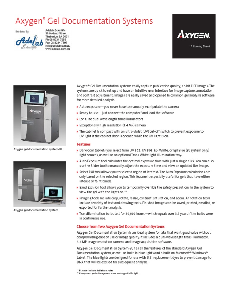 Axygen® Gel Documentation Systems | PDF | Agarose Gel Electrophoresis ...