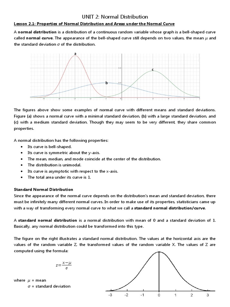 Handout 3 - Normal Distribution | PDF | Standard Score | Normal ...