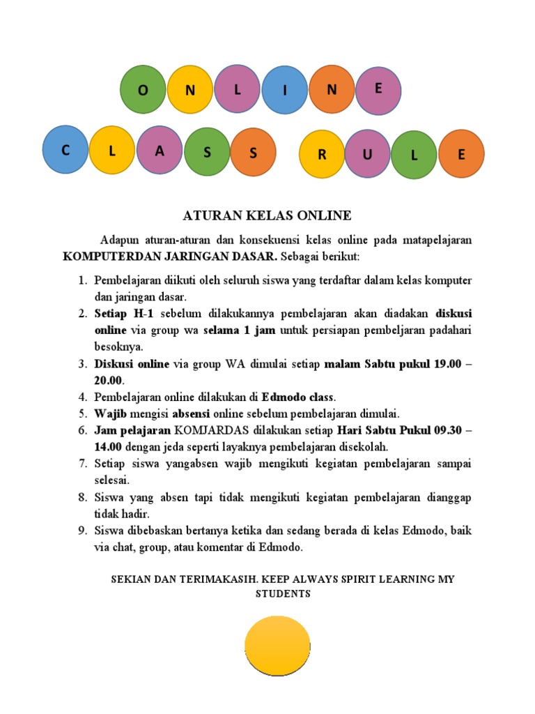 Aturan Kelas Online Komputer Dasar | PDF | Komputer