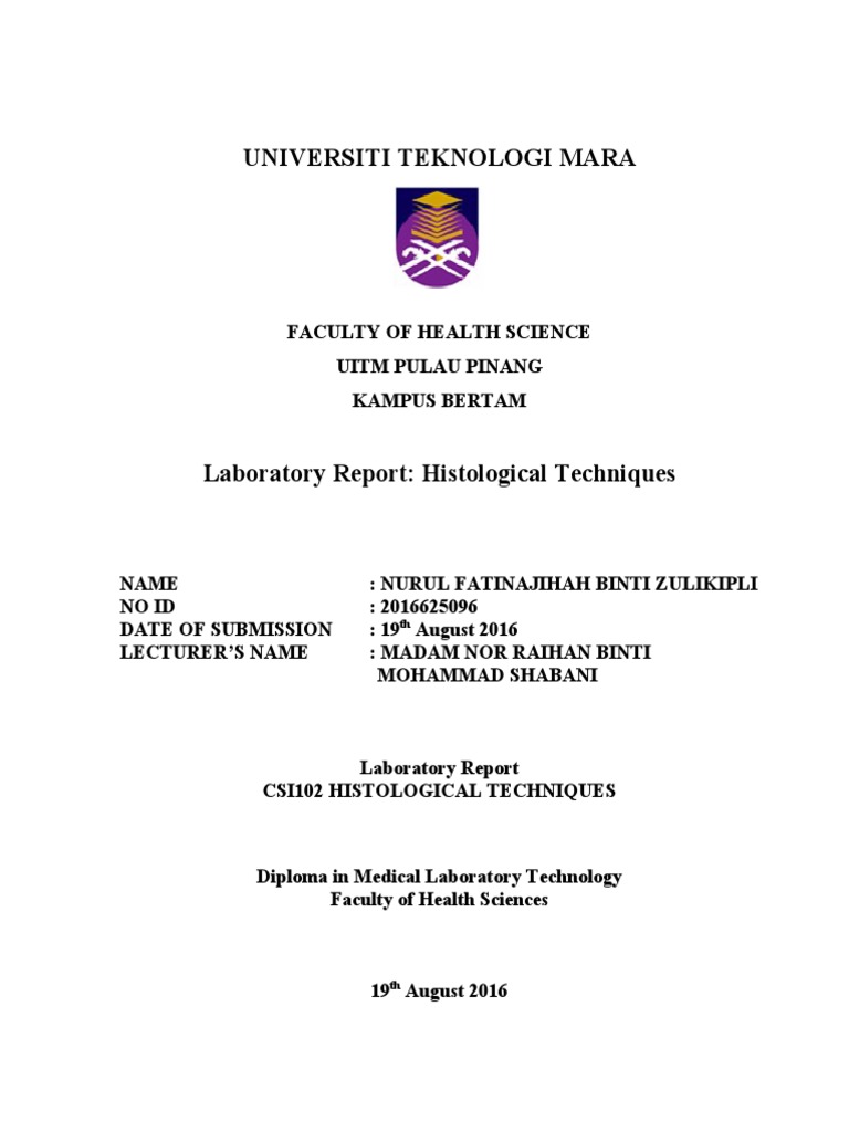 Lab Report | PDF | Histology | Fixation (Histology)