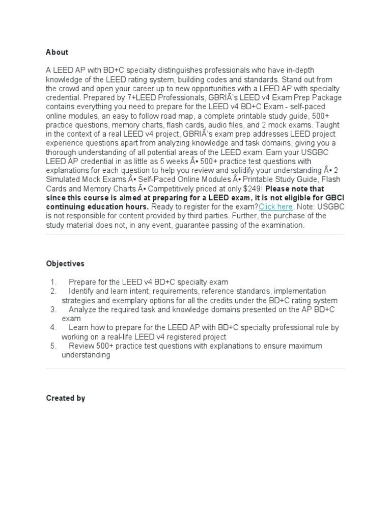 Leed AP BD+C 4 | PDF