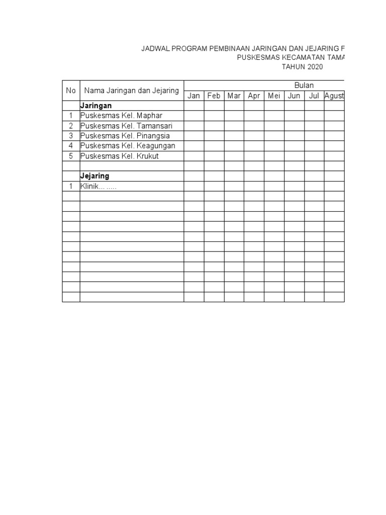 2.3.14.2 Jadwal Pembinaan Jaringan Dan Jejaring | PDF