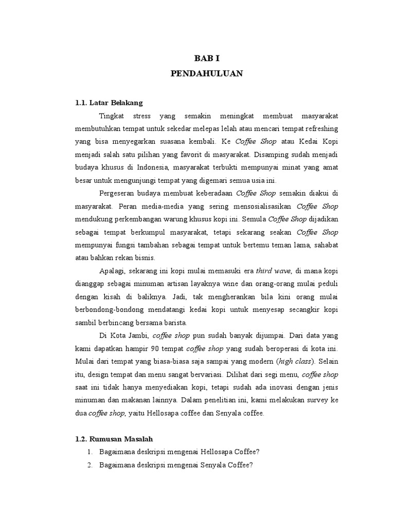 Laporan Mpa Coffee Shop | PDF