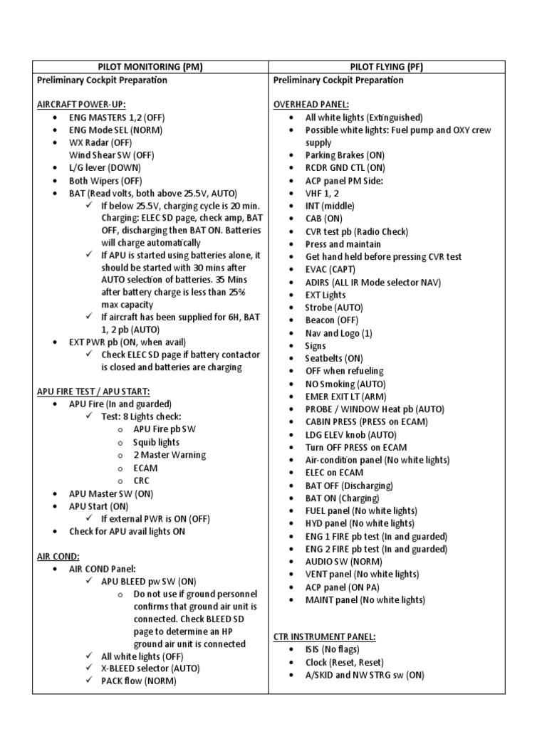 A320 Normal Procedures - Listano | PDF | Cockpit | Aerospace