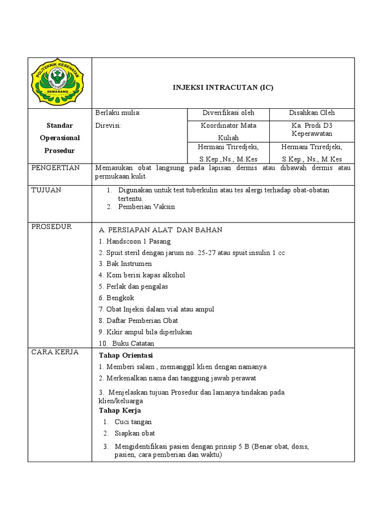 SOP Injeksi IC | PDF