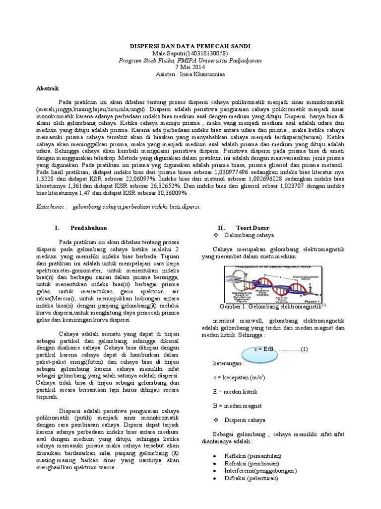 Dispersi Dan Daya Pemecah Prisma | PDF