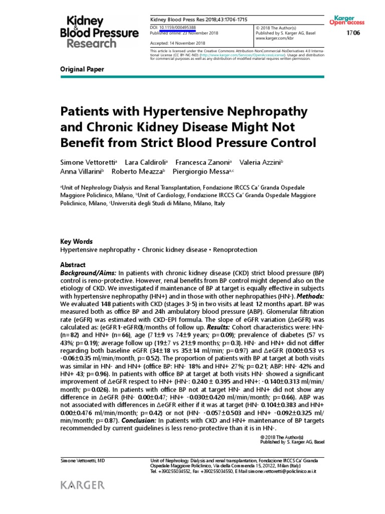 Patients With Hypertensive Nephropathy and Chronic Kidney Disease Might ...