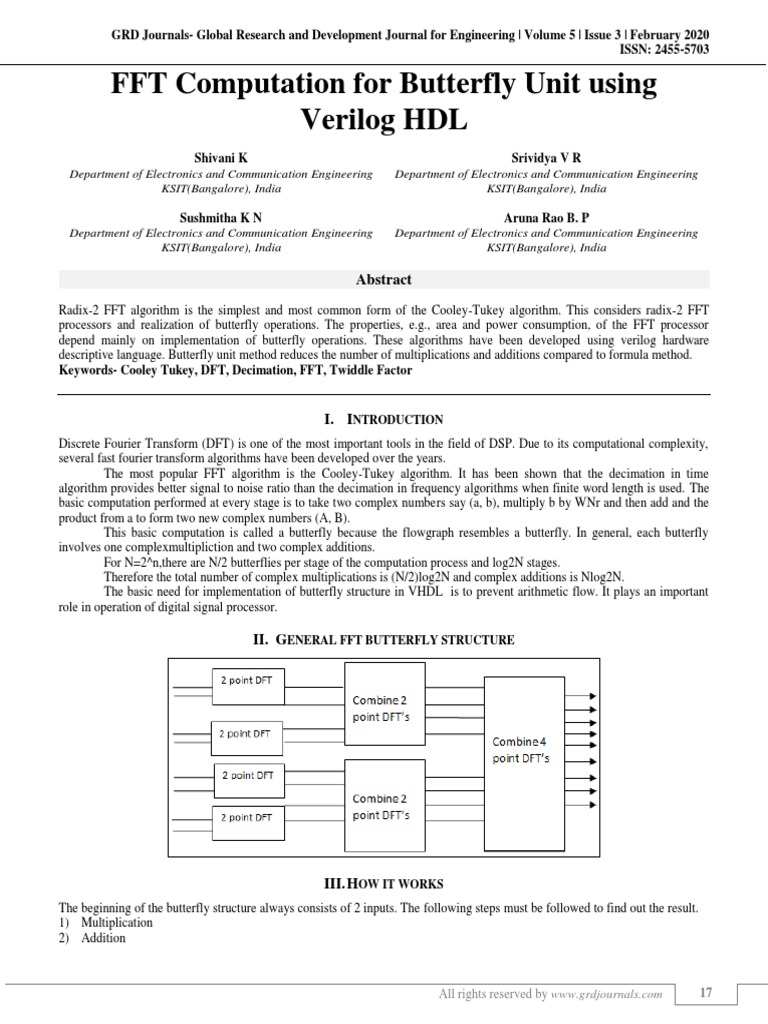 FFT Computation For Butterfly Unit Using Verilog HDL | PDF | Fast Fourier Transform | Algorithms ...