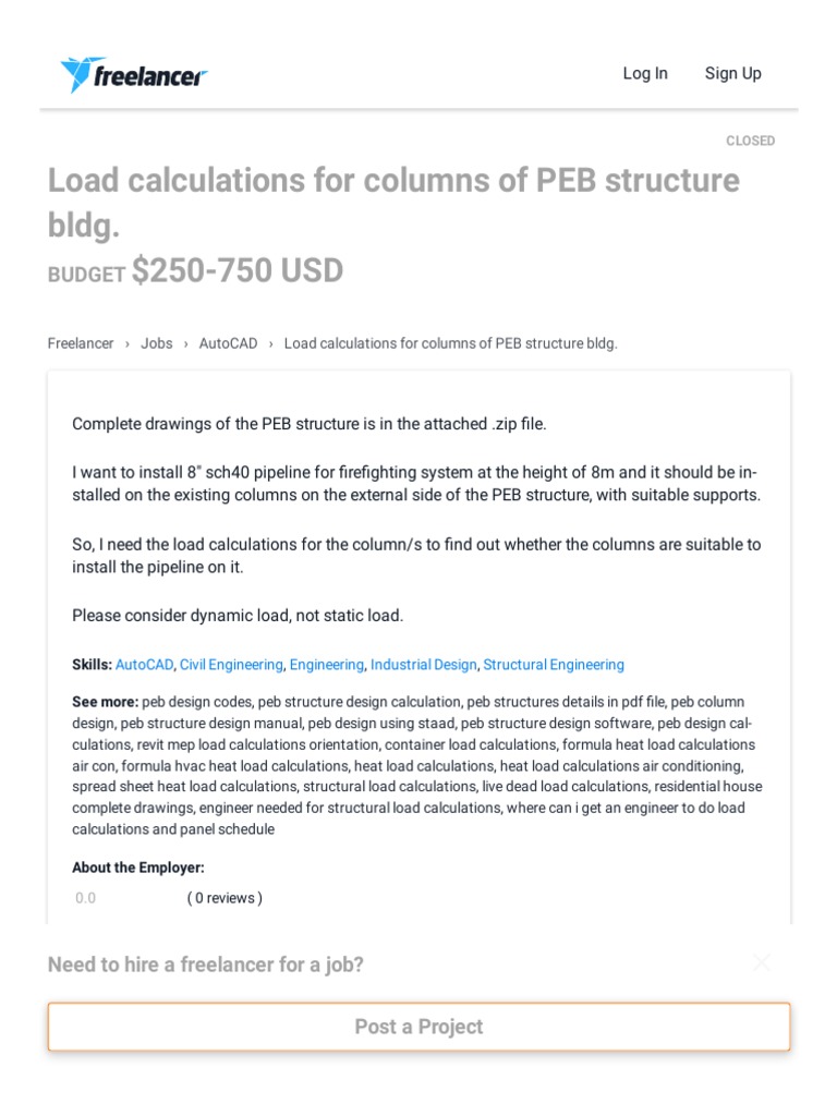 Load Calculations For Columns of PEB Structure Bldg. - AutoCAD - Civil Engineering - Engineering ...