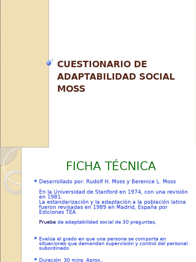 Test de Moss2 | PDF | Evaluación | Ciencias del comportamiento