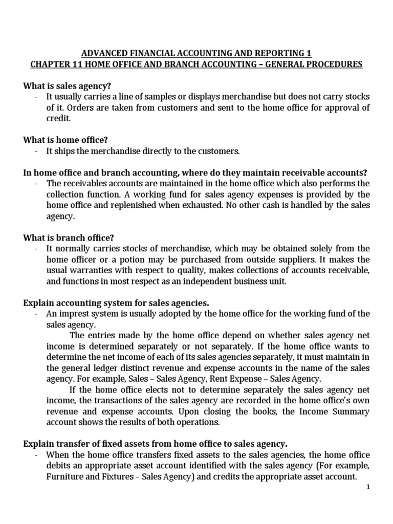 2 Branch Accounting | PDF | Debits And Credits | Financial Accounting
