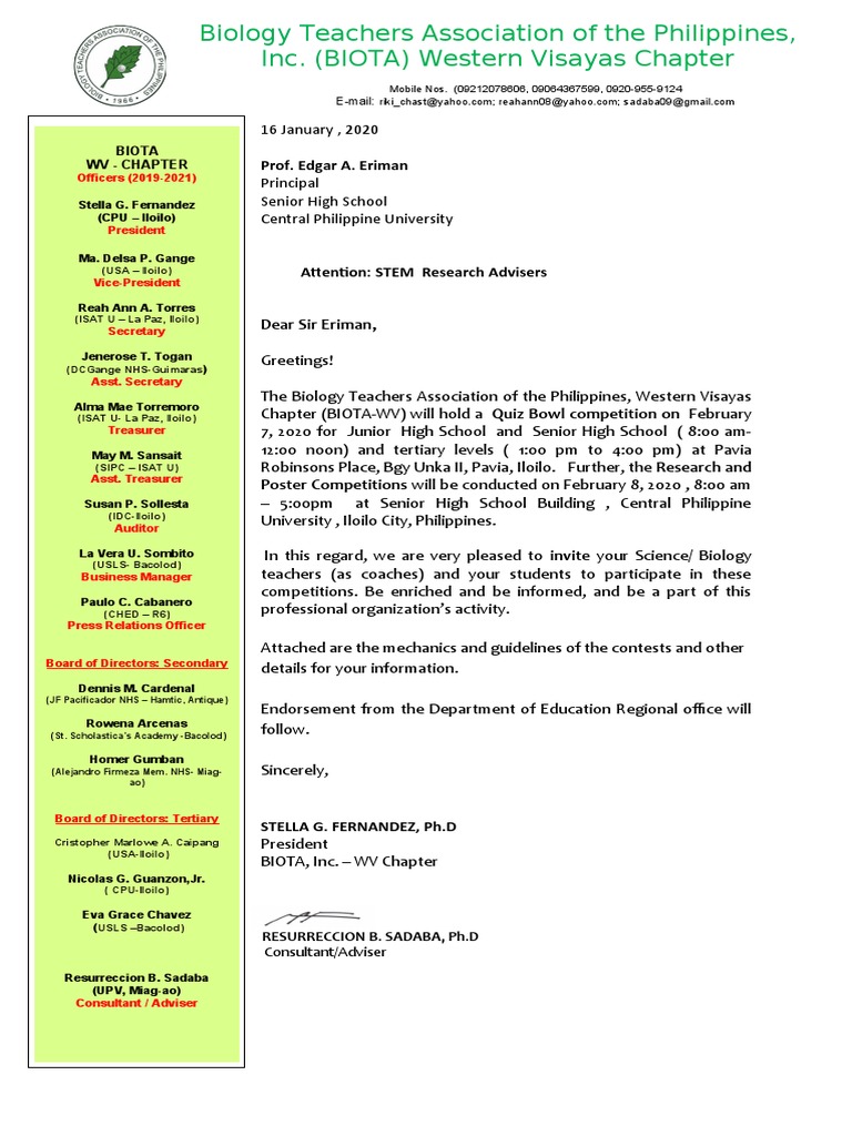 Invitation Letter SHS | PDF | Learning | Schools