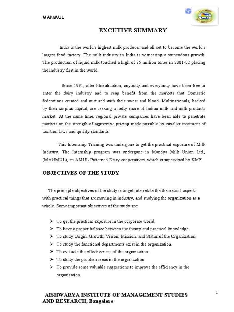 KMF Internship Project Report - 81922739 | PDF | Butter | Milk