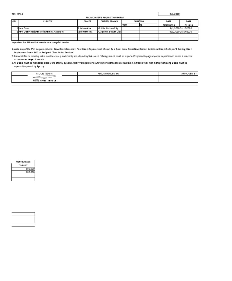 Promodiser Requisition and Monitoring Guide | PDF