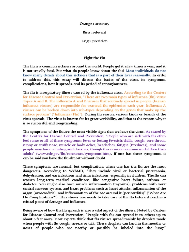 Sample of Essay - The Flu | PDF | Influenza | Respiratory Diseases