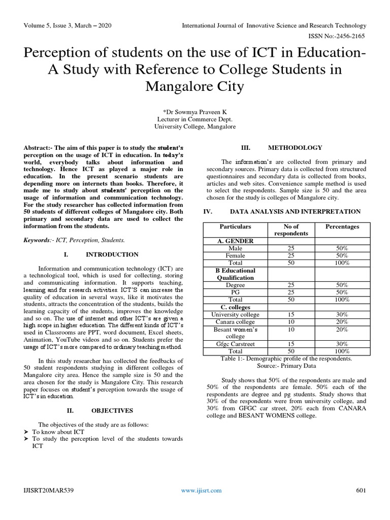 Student Perceptions of ICT in Education | PDF | Educational Technology ...