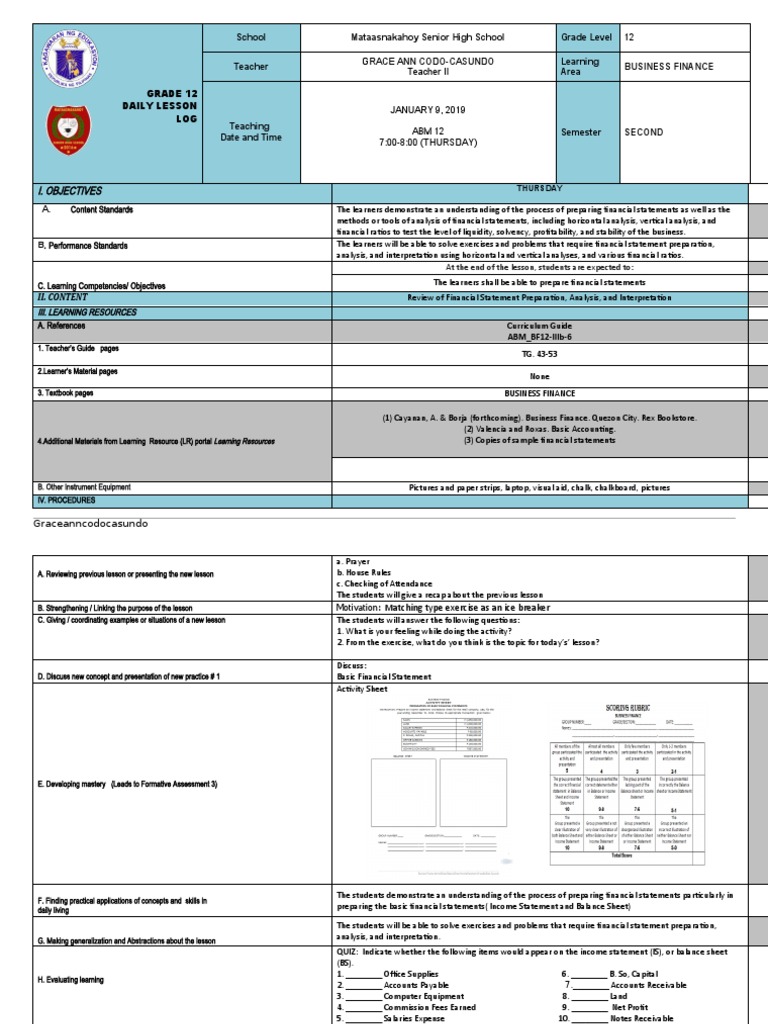 Lesson Plan-Business Ethics | PDF | Income Statement | Teachers