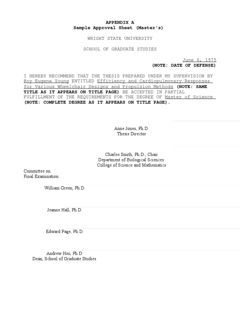 Appendix A Sample Approval Sheet (Master's) | PDF