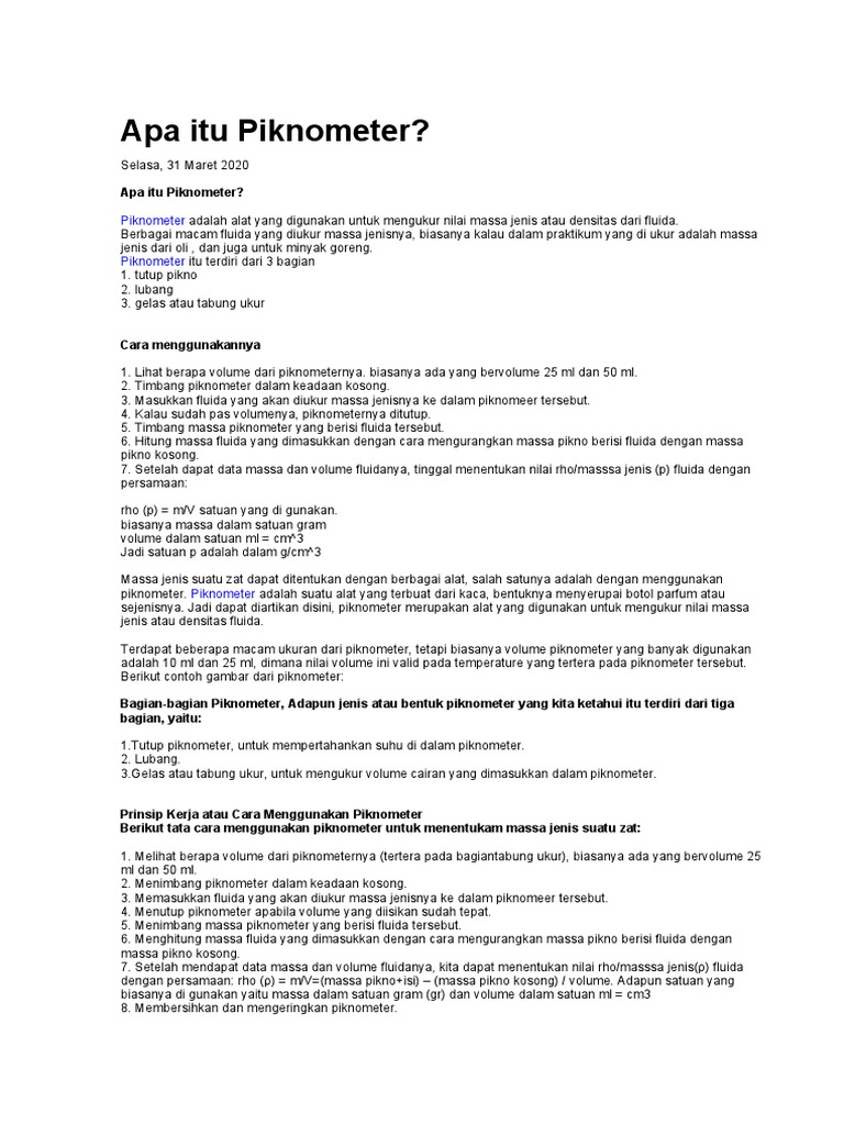 Panduan Lengkap Penggunaan Piknometer | PDF