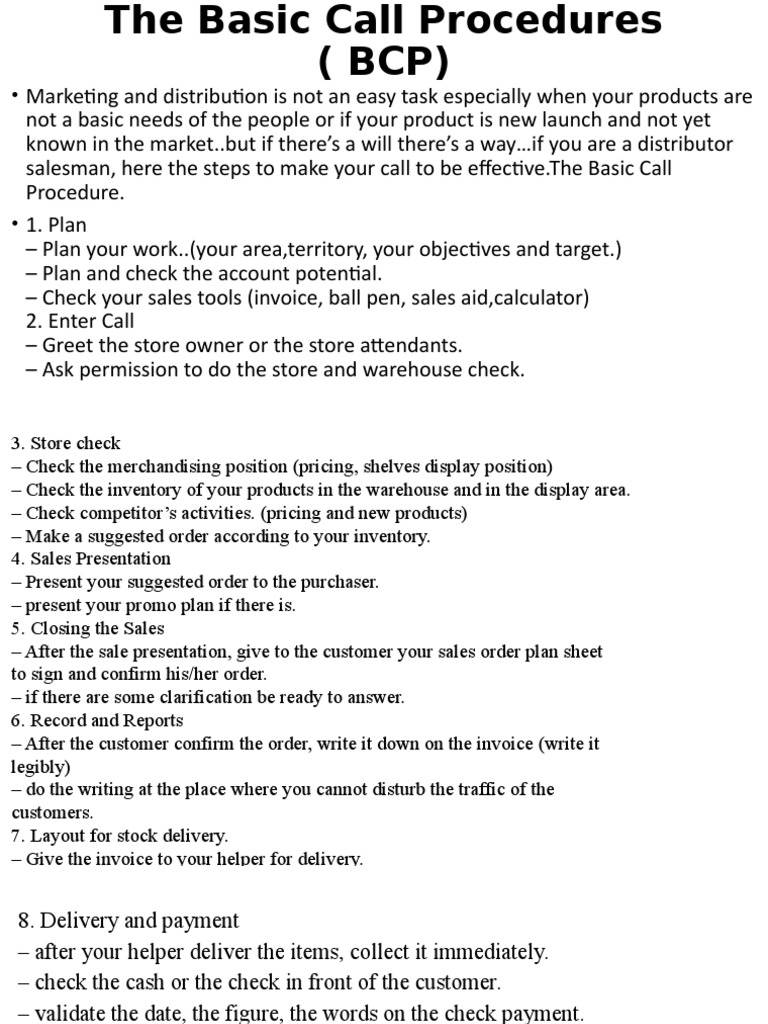 The Basic Call Procedures ( BCP) | PDF